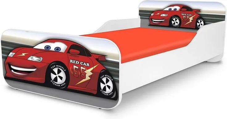 Dětská postel - Červené auto na cestě - small kwadra - 160 x 80 cm