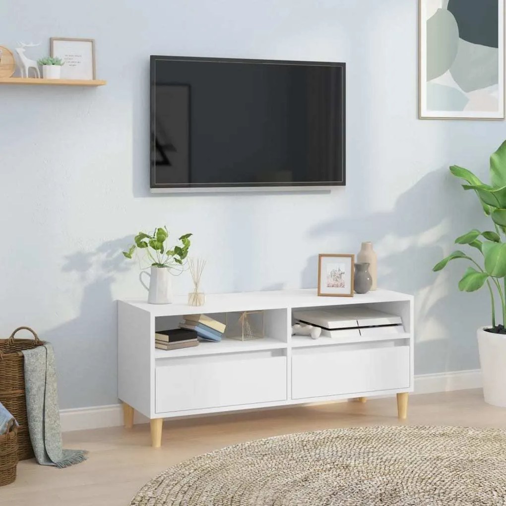 vidaXL TV skříňka 100 x 34,5 x 44,5 cm kompozitní dřevo [831899] Barva: bílá s vysokým leskem