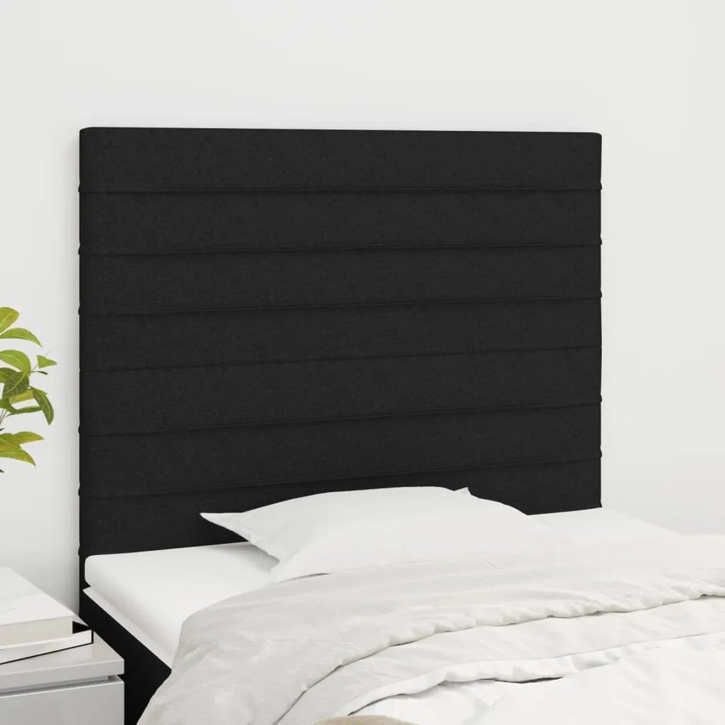 Čelo postele 2 ks černé 100x5x78/88 cm textil