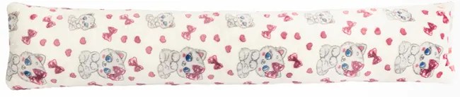 Bellatex Polštářek válec 15x85 cm Kočka Růžová,Bílá