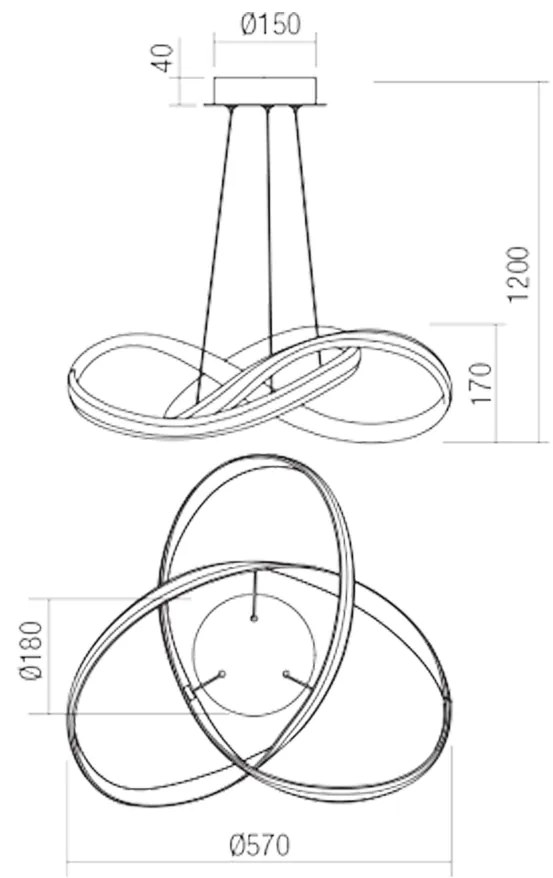 Redo 01-1877 závěsné LED stmívatelné svítidlo Nucleo bronz, 37W, 4000K, ø57cm