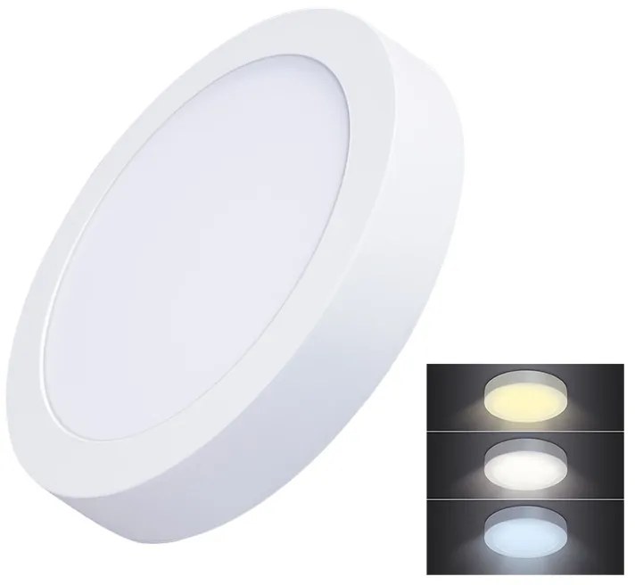 Solight led mini panel cct, přisazený, 18w, 1530lm, 3000k, 4000k, 6000k, kulatý