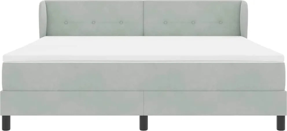 Postel s boxspringem s čelo Světle šedá 180 x 200 cm samet 3340400