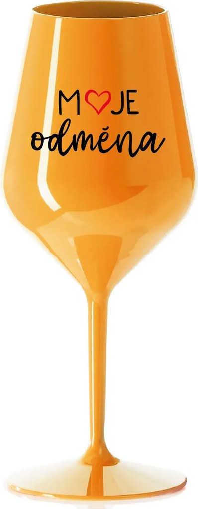 MOJE ODMĚNA - oranžová nerozbitná sklenice na víno 470 ml