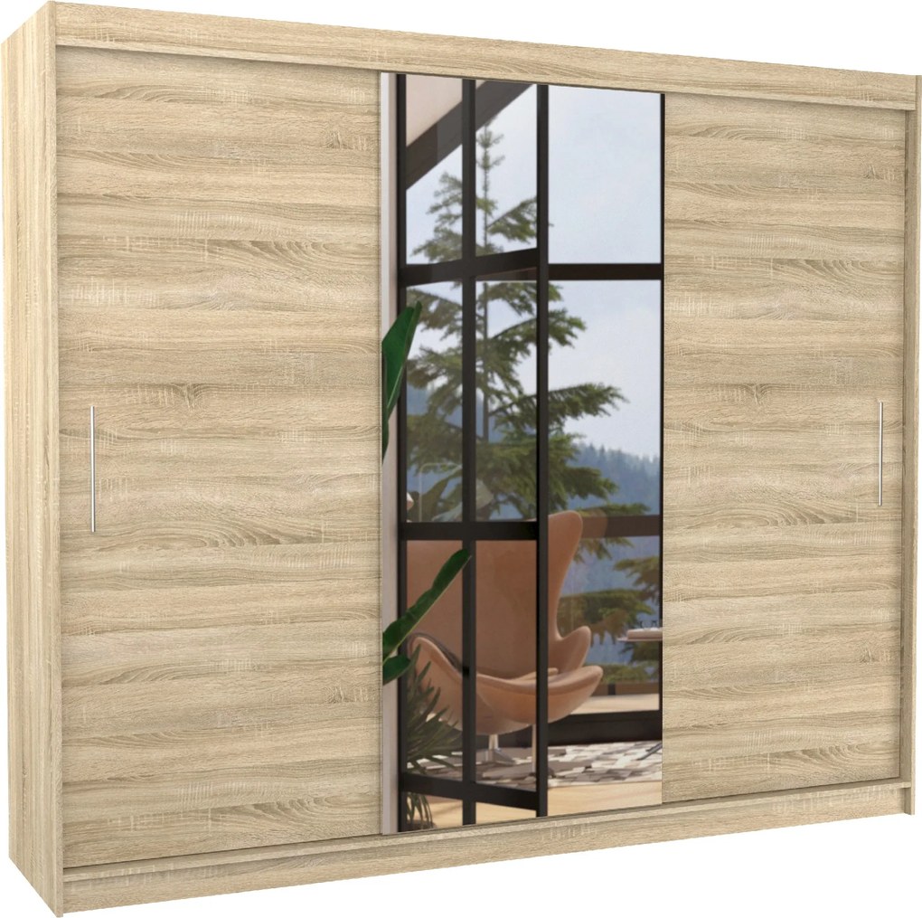 ADRK Furniture Posuvná skříň s zrcadlem DENIS 250 ADRK-SW-DEN-S-250