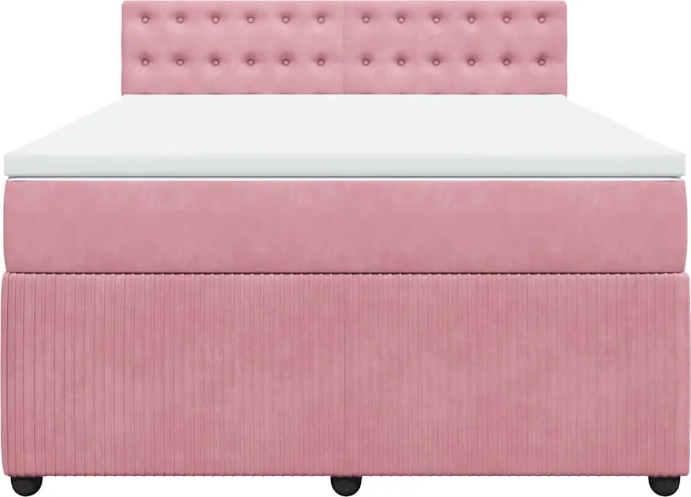 Box spring postel s matrací růžová 140x190 cm samet 3290051
