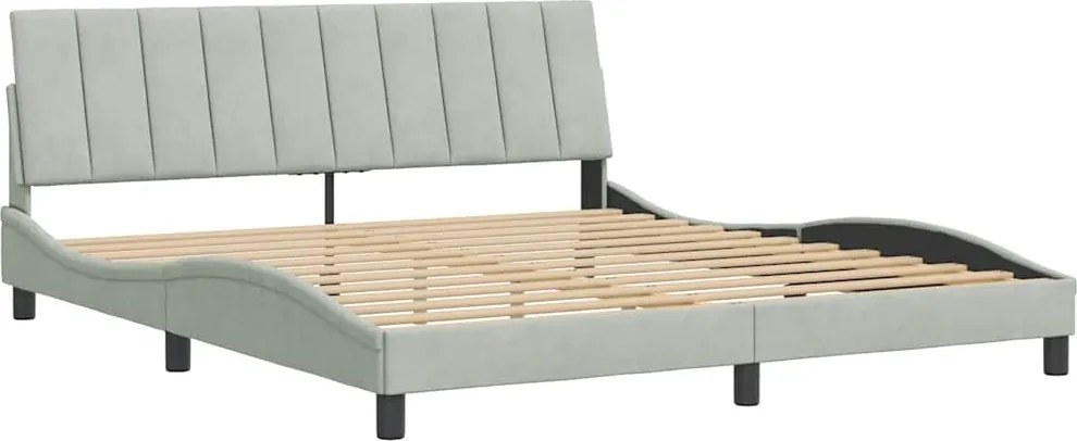 Rám postele bez matrace Hanko světle šedý 180 x 200 cm samet 3207861