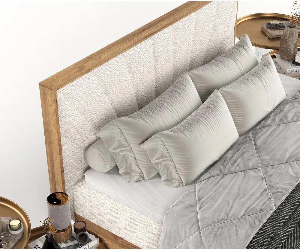 Boxspring postel s úložným prostorem v krémovo-přírodní barvě 200x200 cm Asahi – Maison de Rêve