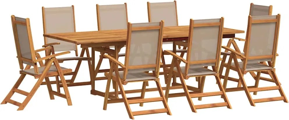 9dílný zahradní jídelní set masivní akáciové dřevo a textilen 3279321