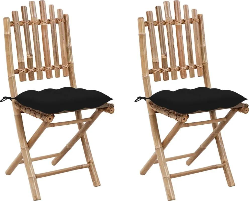 vidaXL Skládací zahradní židle s poduškami 2 ks bambus [3064002] Barva: taupe