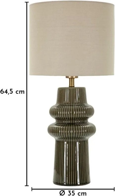 Khaki/krémová keramická stolní lampa s textilním stínidlem (výška 64,5 cm) Harmony – Mauro Ferretti