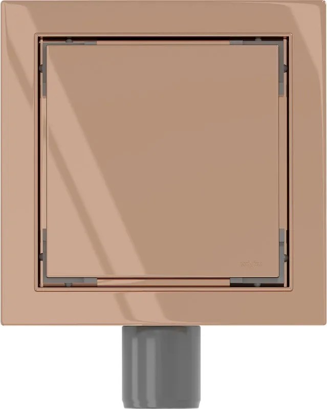 Mexen Flat-Q M13 čtvercová podlahová vpusť 12 x 12 cm, růžové zlato - 1610012