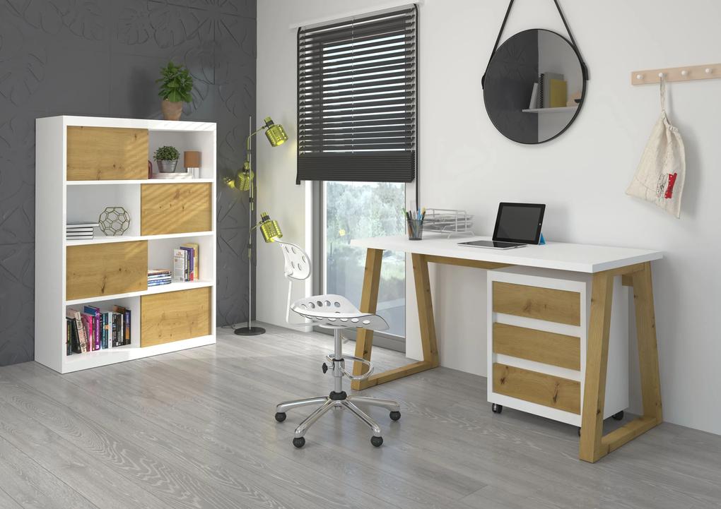Kancelářský stůl Fabricio bílá/artisan Varianta: Rohová