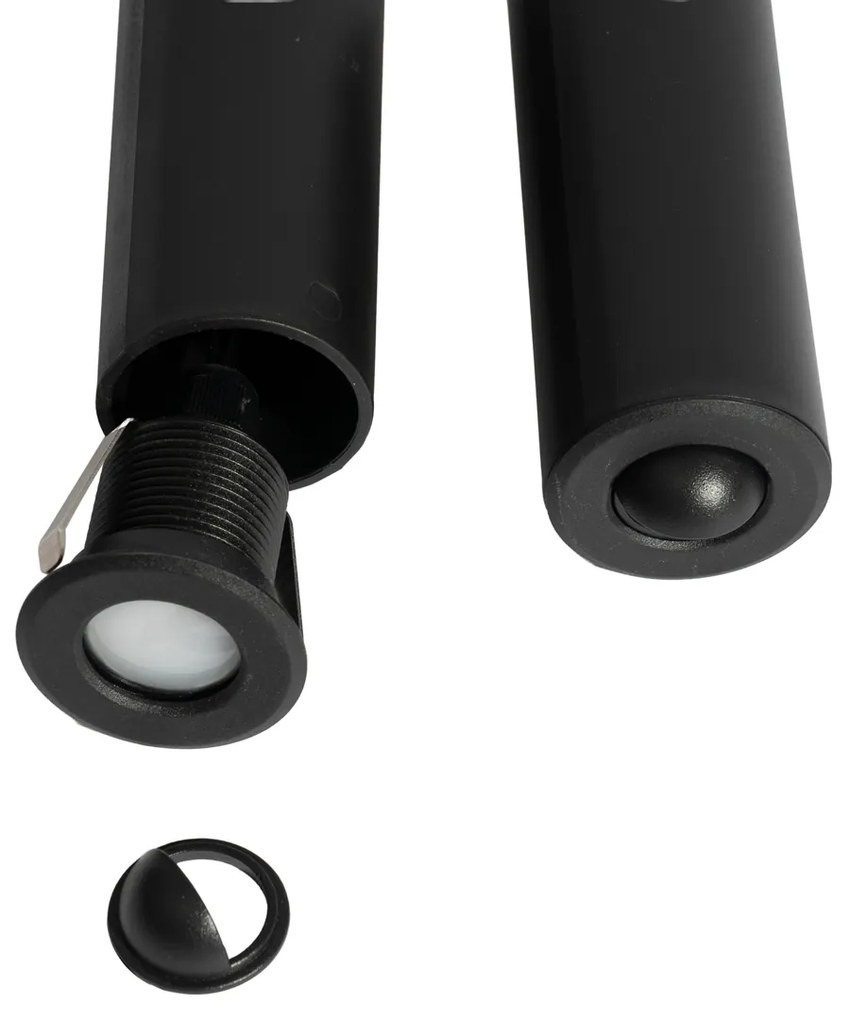 Sada 5 moderních zapuštěných bodových svítidel černá vč. LED IP67 - Linsey