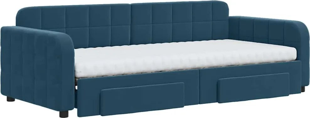 Válenda s přistýlkou a zásuvkami modrá 90 x 200 cm samet 3197000