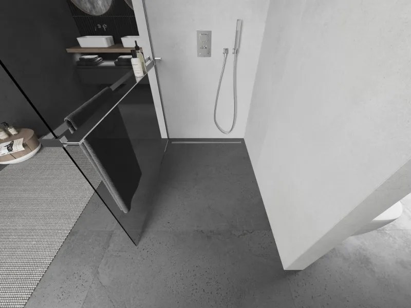 Mexen Kioto, sprchová zástěna Walk-In Walk-in 105 x 200 cm, 8mm čiré sklo, chromový profil + věšák na ručníky s poličkou, 800-105-121-01-00