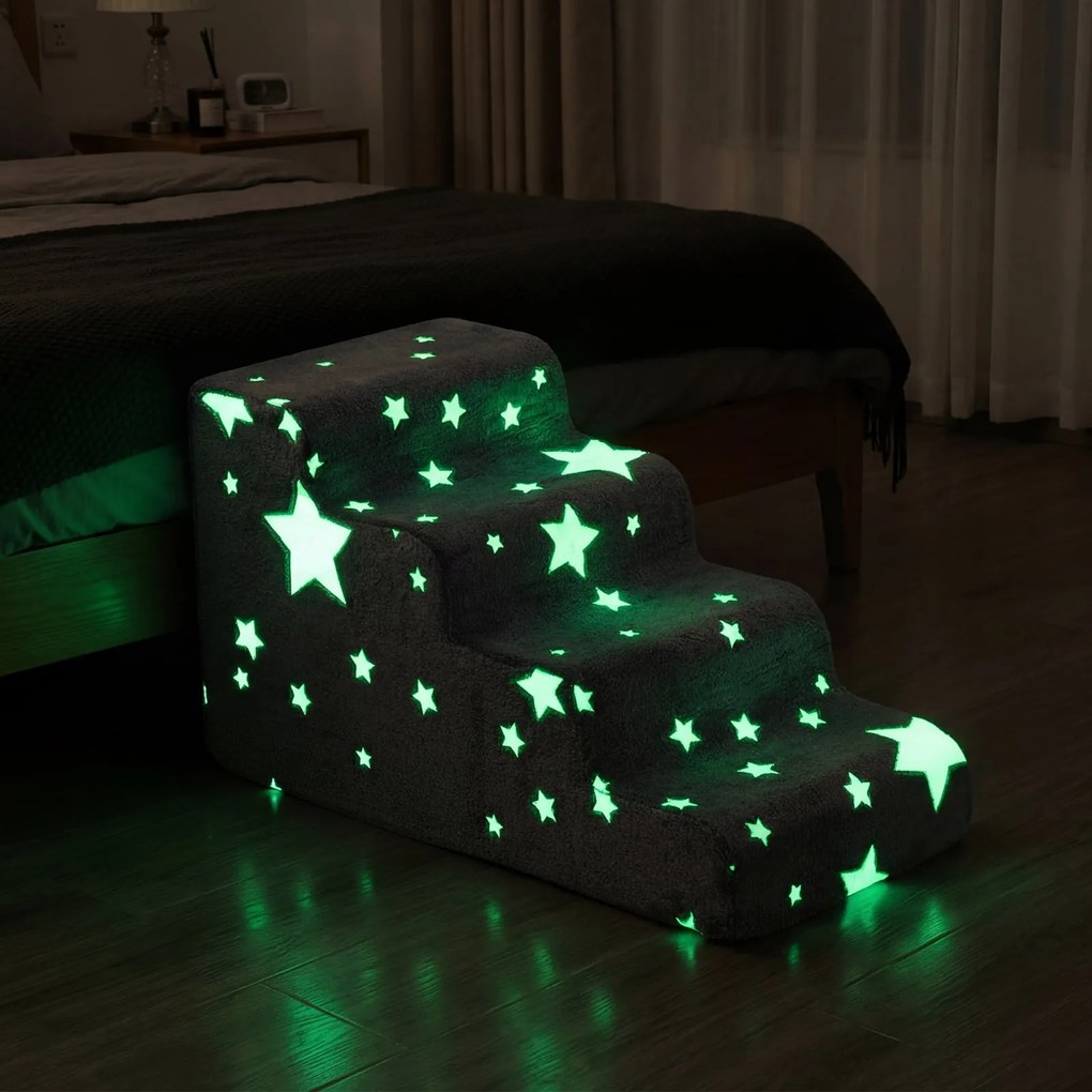 Costway 4-Step Luminous Foam Schody s omyvatelným flanelovým potahem Schodiště