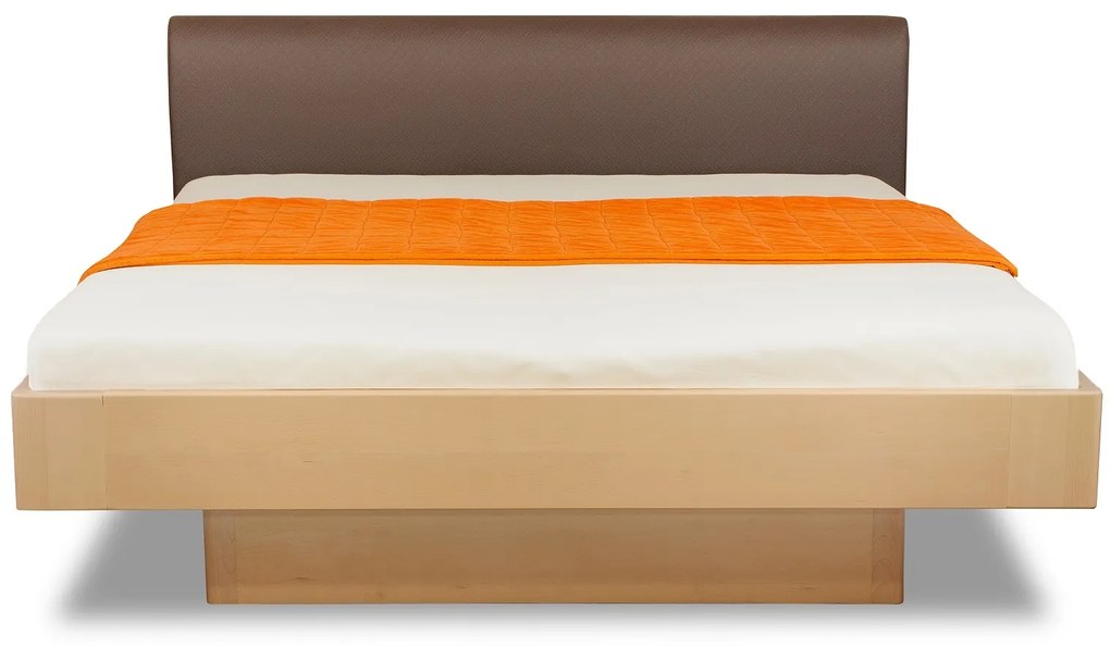 Krajča Manželská postel z masivu Aurora 160 x 200 cm (buk) Povrchová úprava: Bora, Druh dřeva: Buk, Barva čalounění: Černá