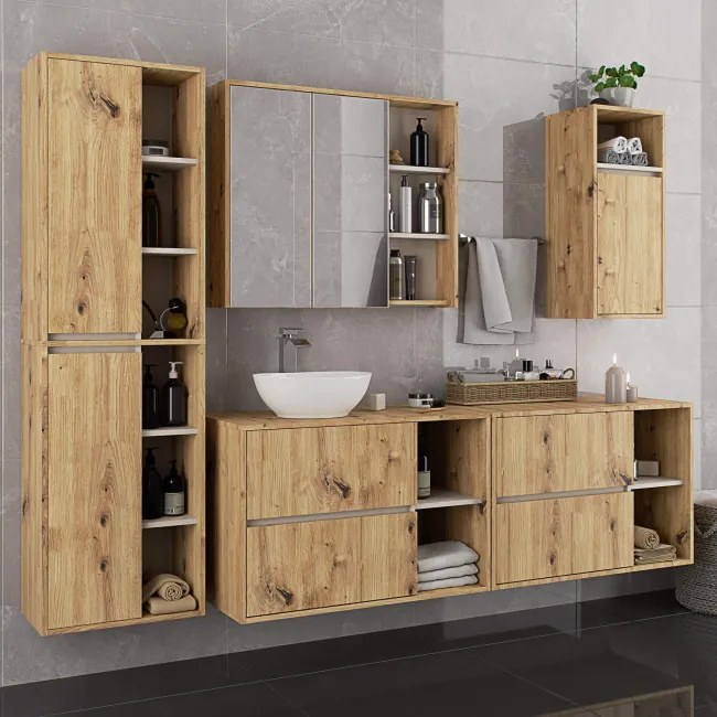 Skříňka pod umyvadlo VAMI Š90 2SZ dub artisan / kašmír