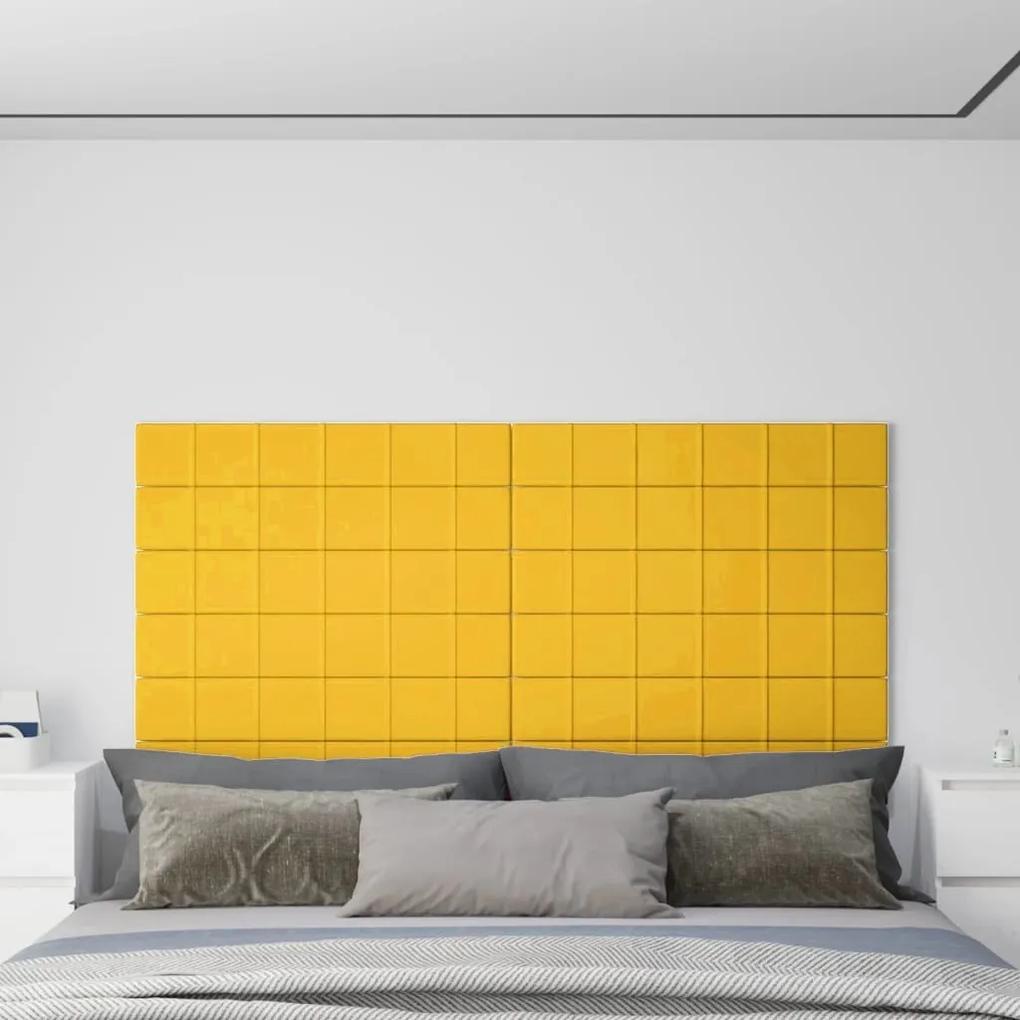vidaXL Nástěnné panely 12 ks 90 x 15 cm samet 1,62 m² [344105] Barva: Žlutá