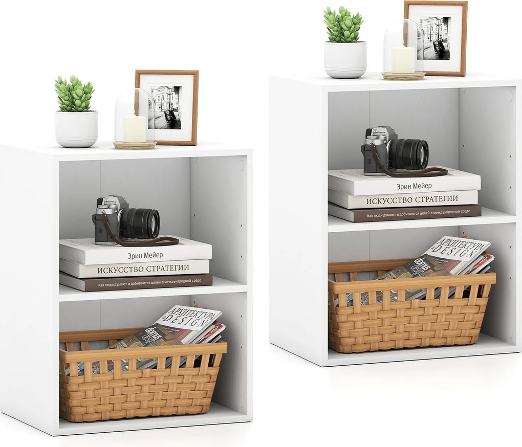 Costway Sada 2 dvoupatrových knihoven 42 cm, bílá