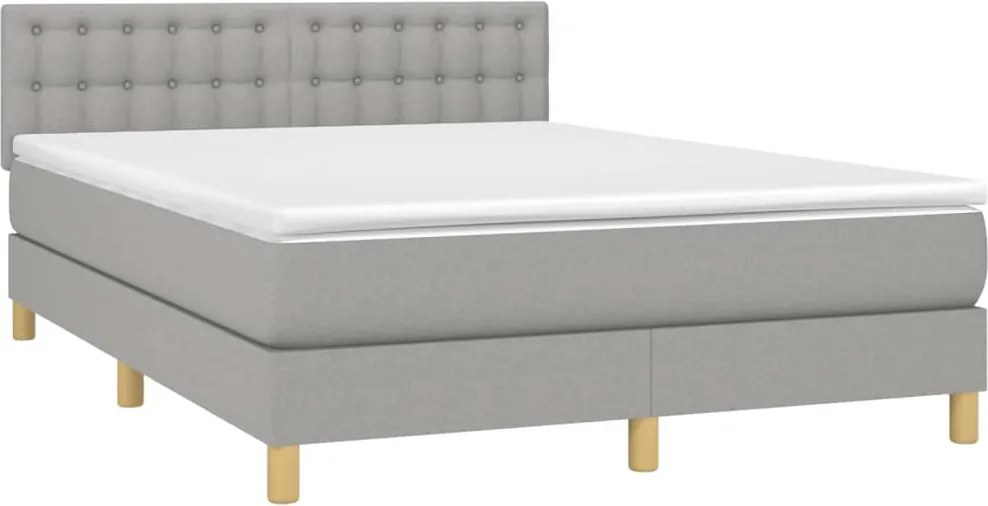 Box spring postel s matrací a LED světle šedá 140x190 cm textil 3134029