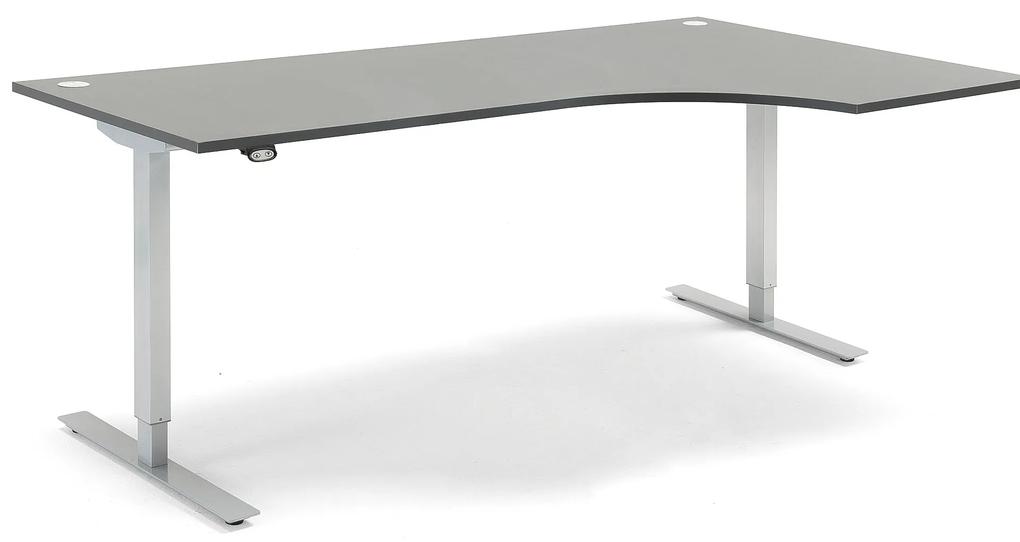 AJ Produkty Výškově nastavitelný stůl FLEXUS, rohový, 2000x1200 mm, šedá