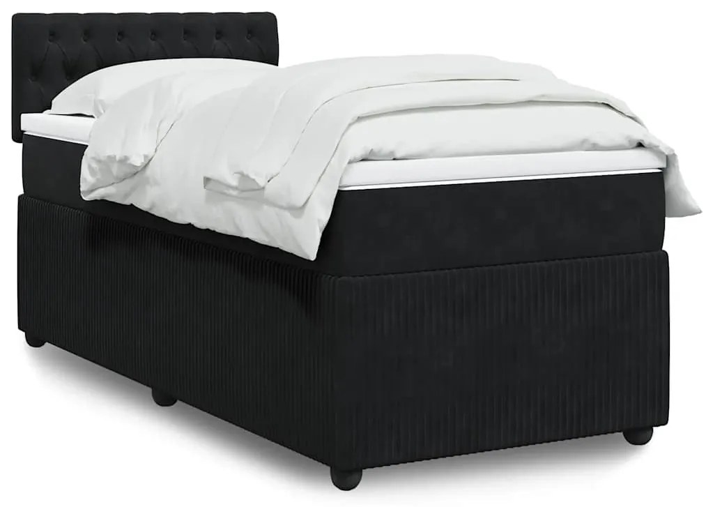 Box spring postel s matrací černá 80 x 200 cm samet 3289898