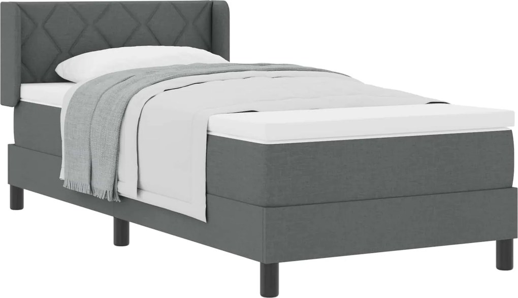Postel s boxspringem s čelo Tmavě šedá 200 x 90 cm textil 3341147