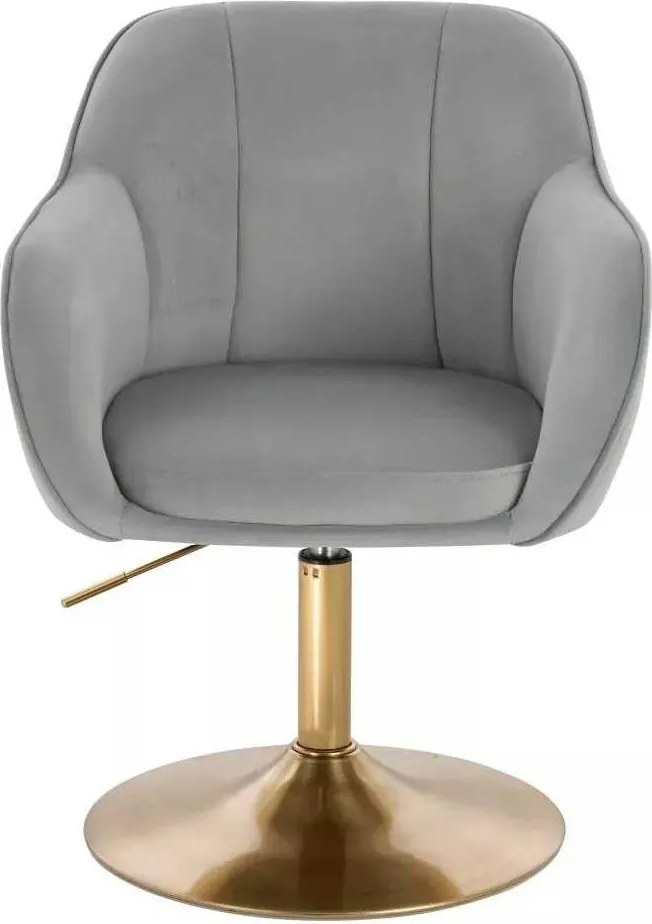 LuxuryForm DESIGN Otočná židle AVOLA VELUR na zlatém talíři - světle šedá