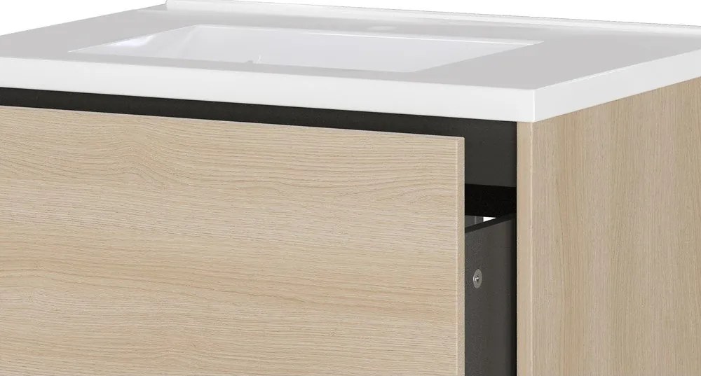Závěsná skříňka pod umyvadlo v dekoru dubu v přírodní barvě 61x61 cm Bodera – Germania