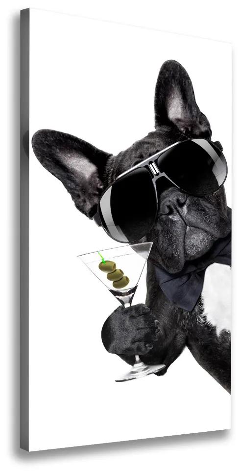 Wallmuralia Vertikální Foto obraz na plátně Pes s martini 50x100