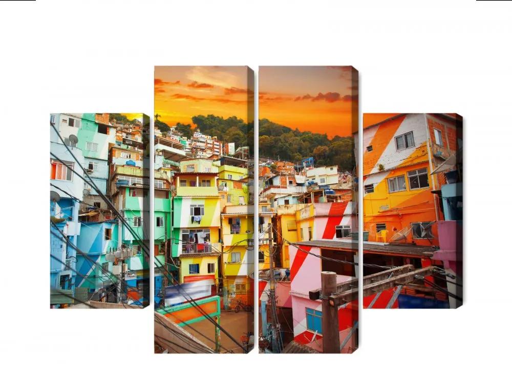 Vícedílný obraz Centrum Města Rio De Janeiro A Barevná Favela Nedostatek Nedostatek Plátno Canvas 200x150
