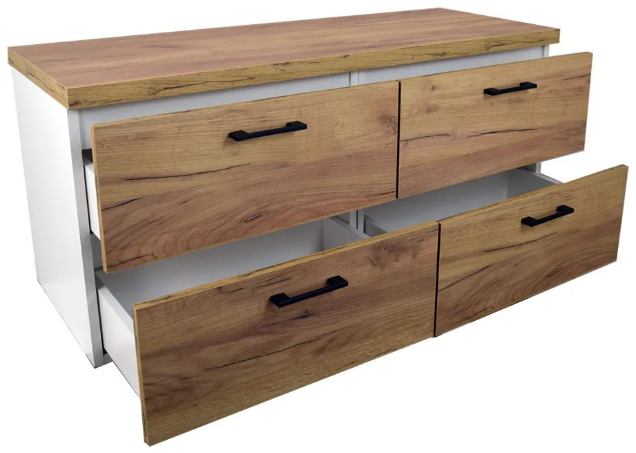 Comodo Koupelnová skříňka pod deskové umyvadlo Agria NEW W 120-HD - bílá/zlatý dub