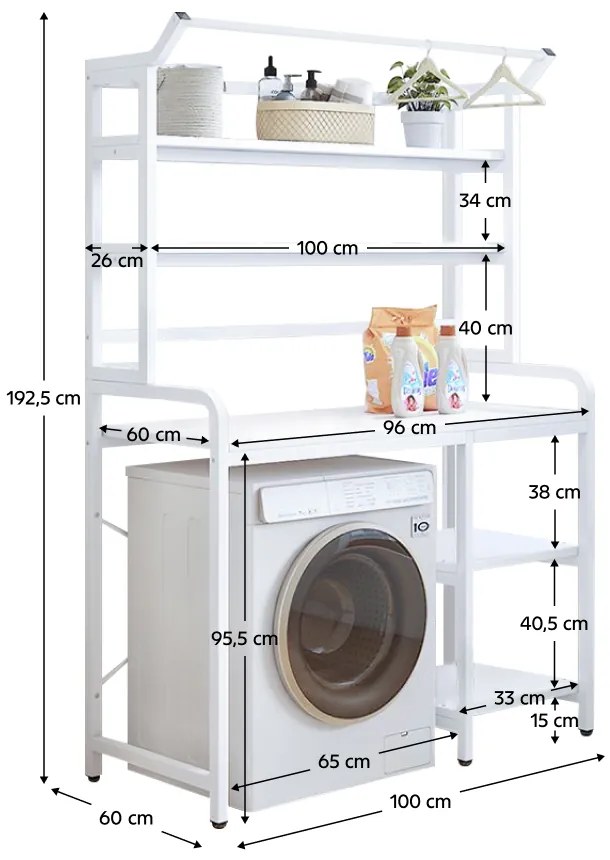 Kondela Regál nad pračku, bílá, JABIR