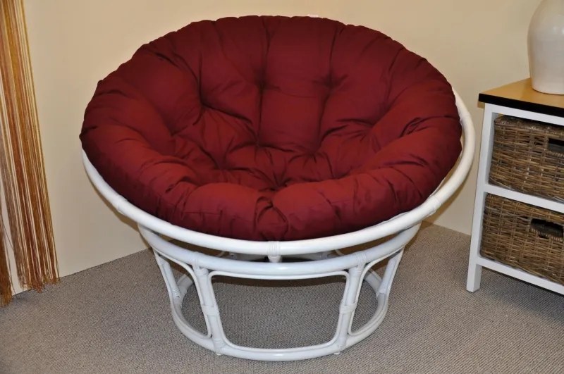 Axin Trading Ratanový papasan 115 cm bílý s polstrem Polstr: Bílý