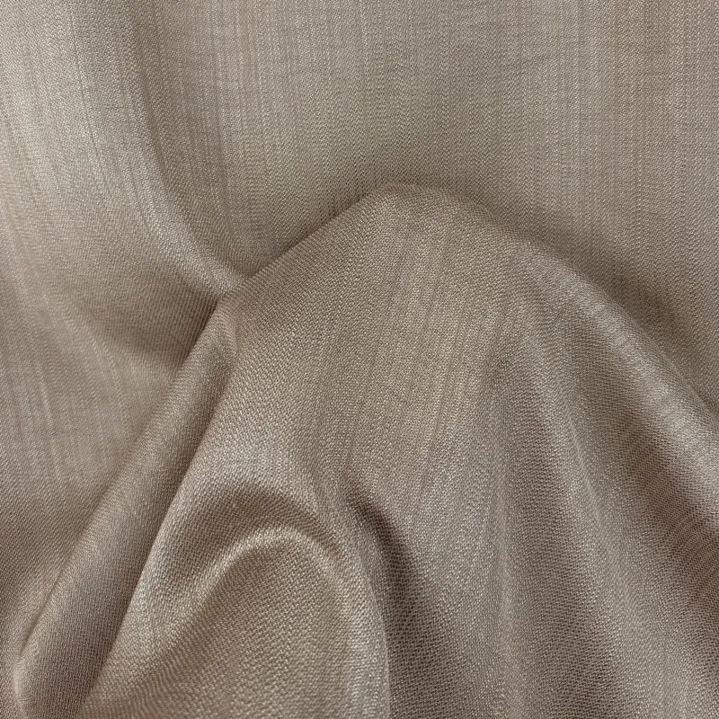 Záclona/Závěs béžovo-hnědá Linen Mist s efektem lnu a olůvkem Ervi 4451