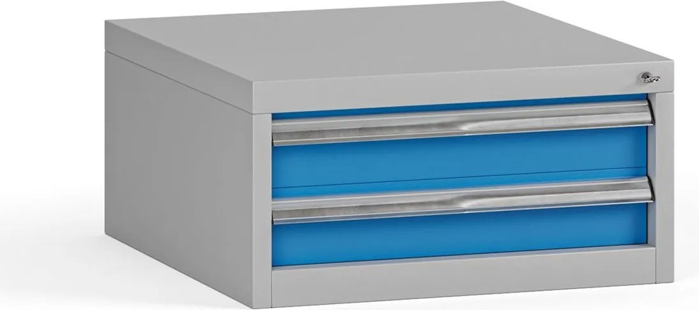 Závěsný dílenský box na nářadí G345 k pracovním stolům do dílny, 2 zásuvky, 565 x 580 x 280 mm, modrá