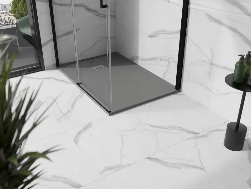 Mexen Stone+, obdélníková vanička z minerálního kompozitu 90 x 80 cm, šedá-betonová, 44618090