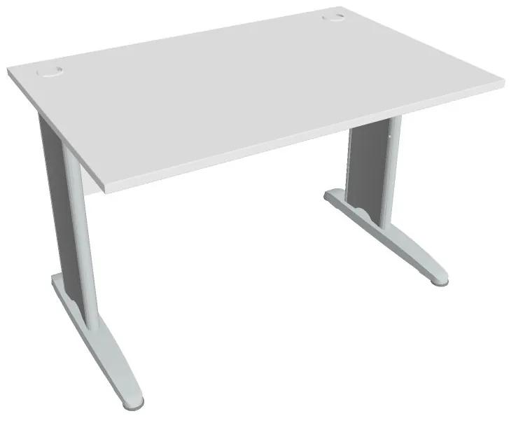 Stůl pracovní rovný 120 cm - Hobis Cross CS 1200 Dekor stolové desky: bílá, Dekor lamino podnože: bílá, Barva nohou: Stříbrná