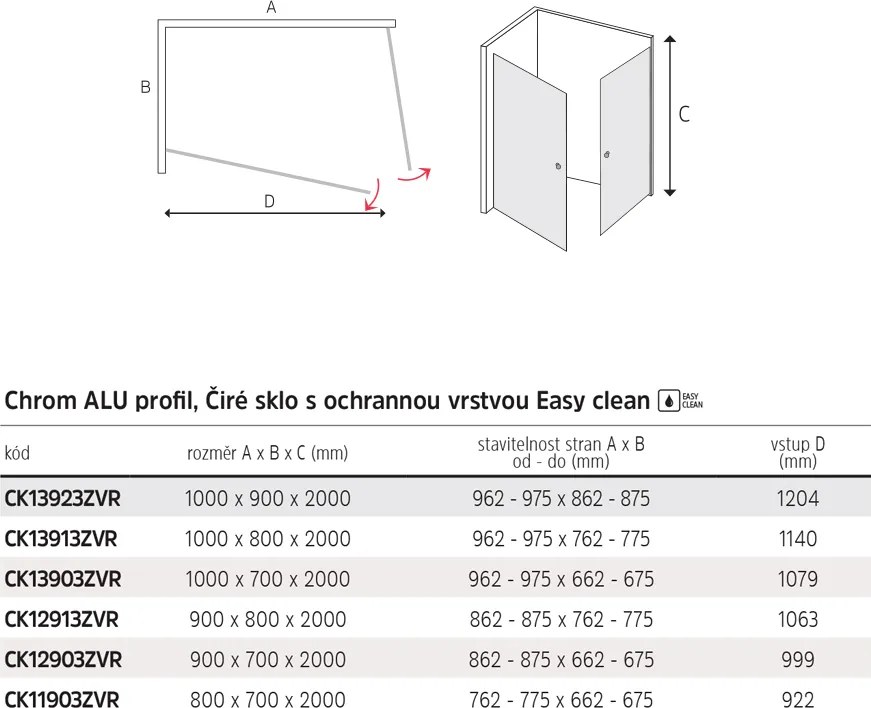 Mereo Mereo, Pivotový sprchový kout, Novea, obdélník, chrom ALU, sklo Čiré, CK12913ZVR