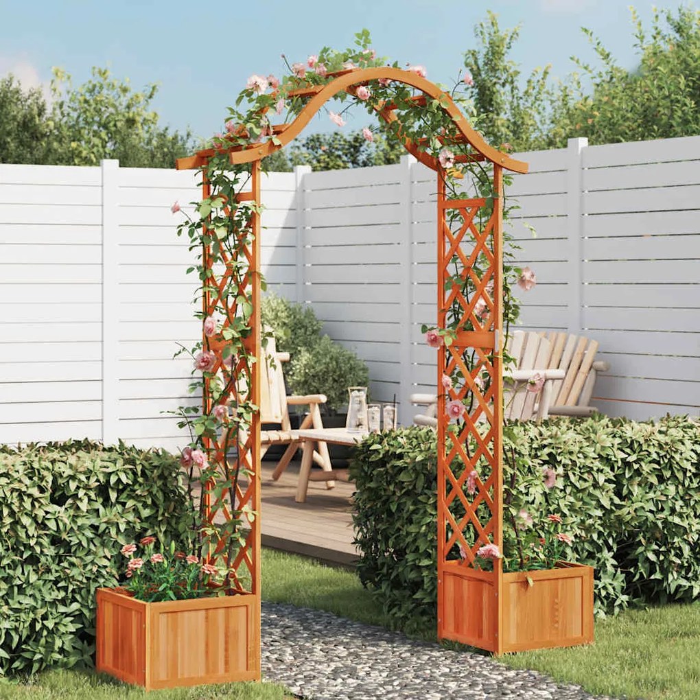Zahradní Pergola S Truhlíky Masivní Jedle - Hnědá