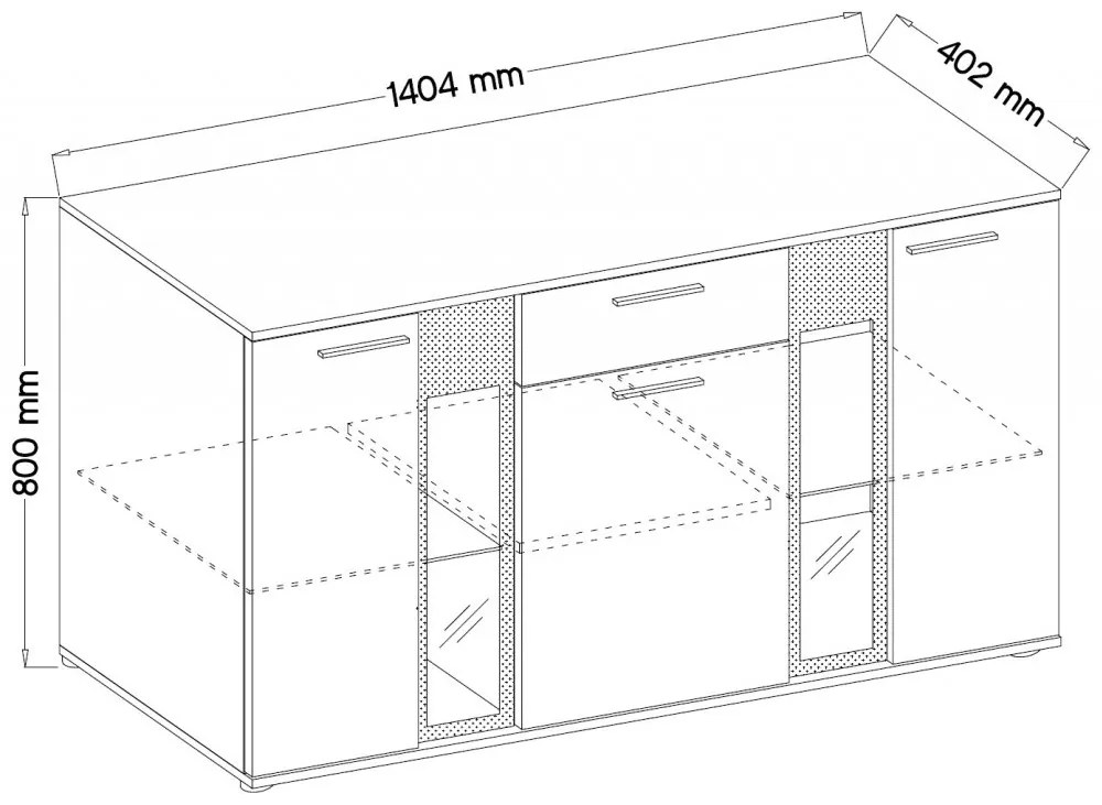 Stolarz Lempert Komoda Salsa MDF lamely Barva: Bílá, LED osvětlení: Bez osvětlení