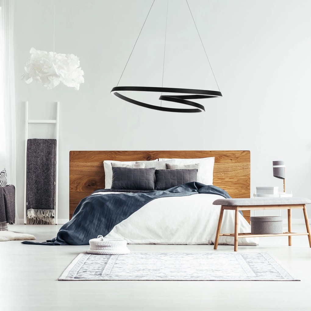 Toolight, Moderní LED závěsné stropní svítidlo + dálkový ovladač APP796-CP, černá, OSW-05502