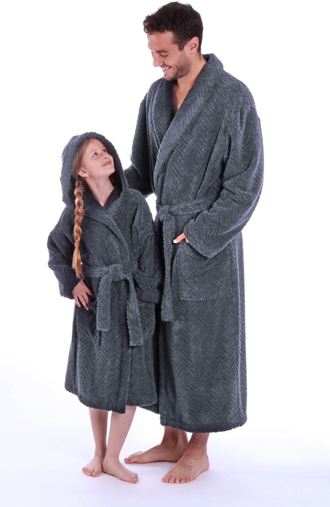 Bavlněný župan s límcem Athena antracitový 21 16 9551 - XL