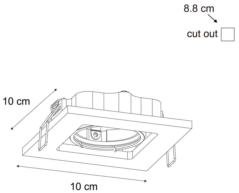 Sada 10 zabudovaných bodových světel černých nastavitelných - Qure