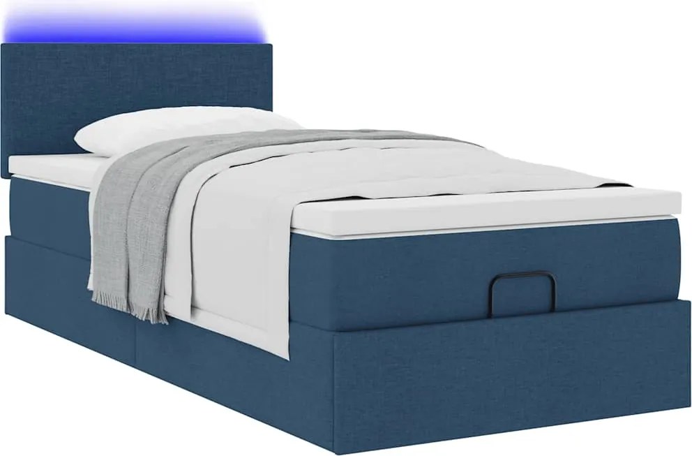 Osmanský rám postele s matrací modrá 90x190cm textil 3312193