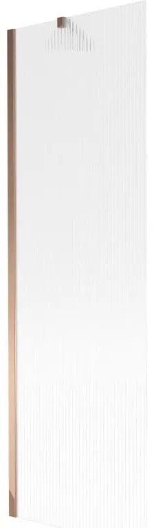 Mexen Next, vanová zástěna 1-křídlová 60 x 150 cm, fixní křídlo, 6 mm sklo s pruhy, růžové zlato profil, 895-060-000-00-09-60