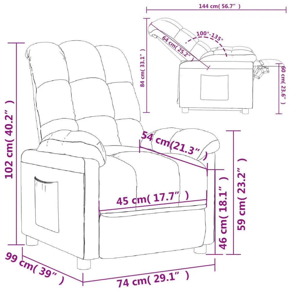 vidaXL Marketos Polohovací křeslo černé textil
