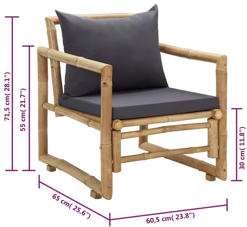 vidaXL Marketos Zahradní křesla s poduškami 2 ks bambus
